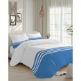 4 Piece Duvet Cover Set Twin, Farmhouse Classic Geometric Blue Stripes ...