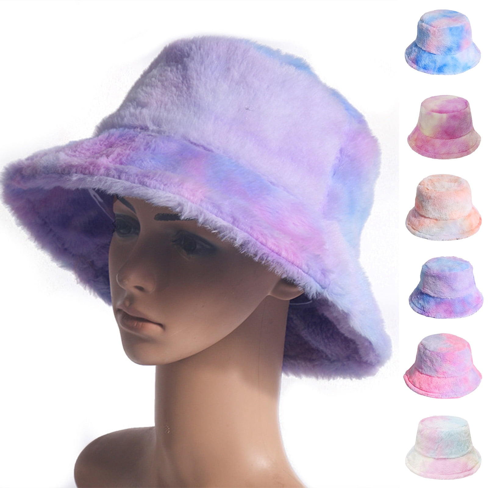 Winter Plush Bucket Hat Women Men Warm Faux Fur Fisherman Hats ...