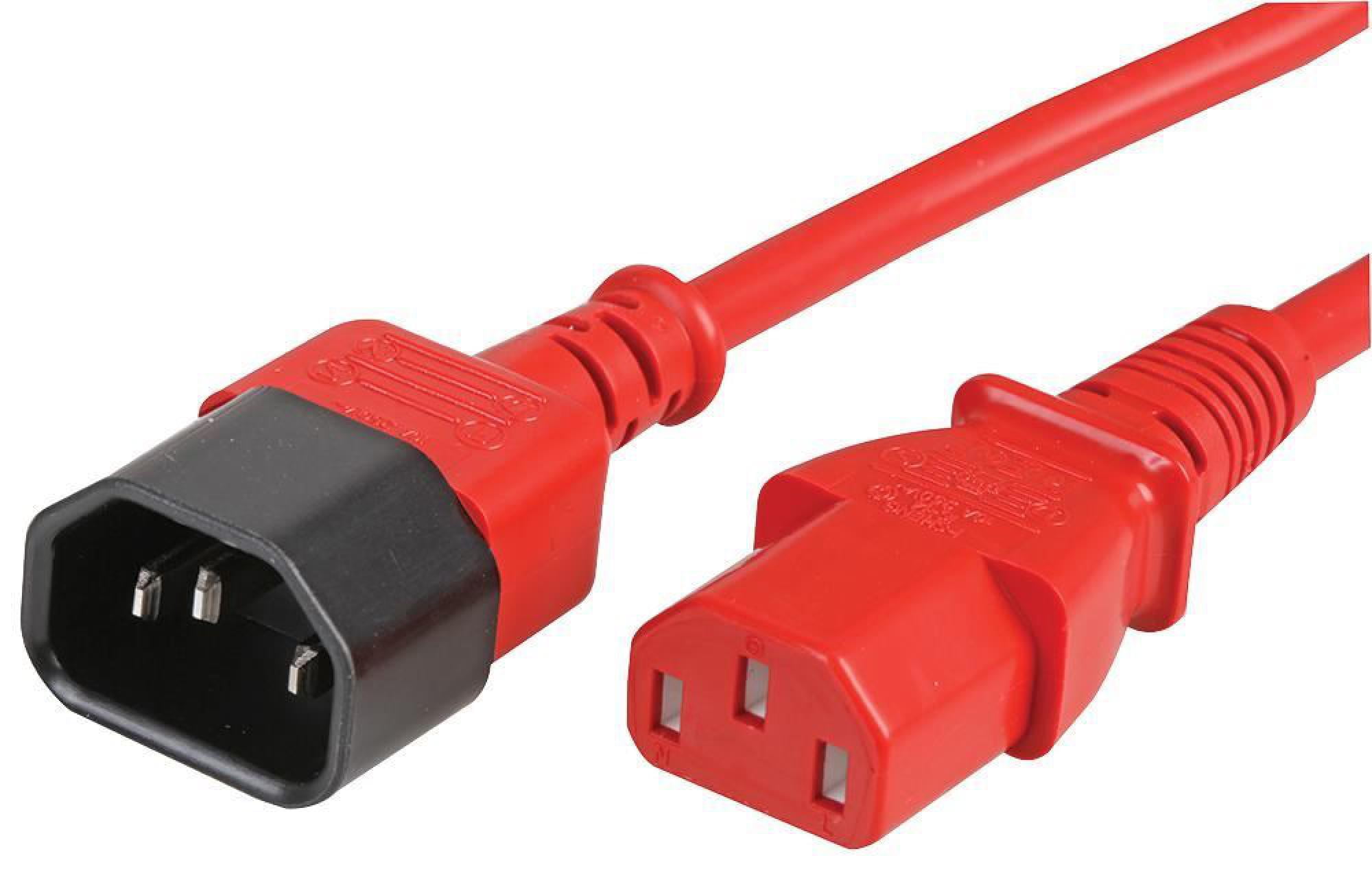 PRO ELEC - IEC Male C14 to Female C13 Extension Lead, Red, 1.5m, 10A ...