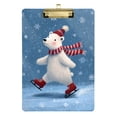 Christmas White Bear Skating Cute Acrylic Clipboard Drawing Board with ...