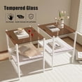 MOONMISS 2 Pack Rectangle End Table, Tempered Glass Top Side Table with ...
