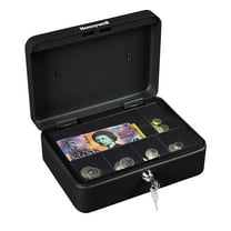 Honeywell Small Steel Money Lock Box 6202 with Key, Removable Cash Tray ...