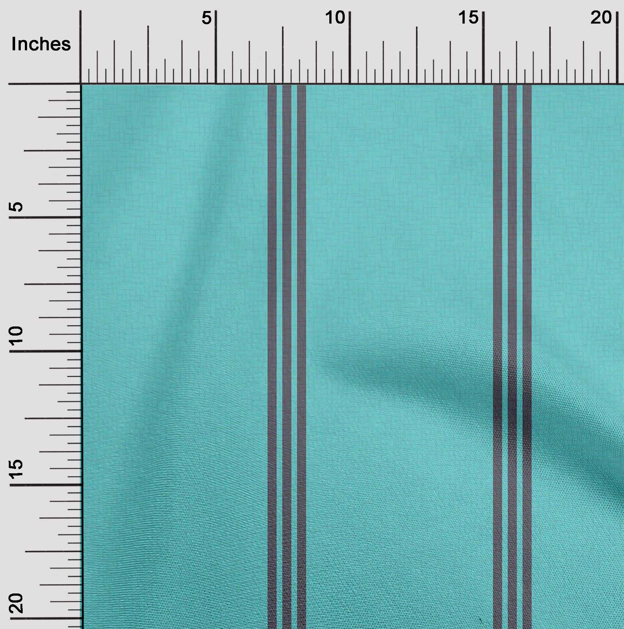 oneOone Cotton Poplin Turquoise Blue Fabric Wide Stripe Sewing Material ...