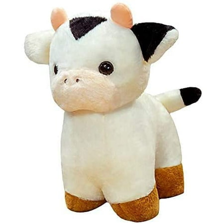 30-50cm Fluffy Dairy Cow Cartoon Toy Standing Stuffed Cattle Grassland ...