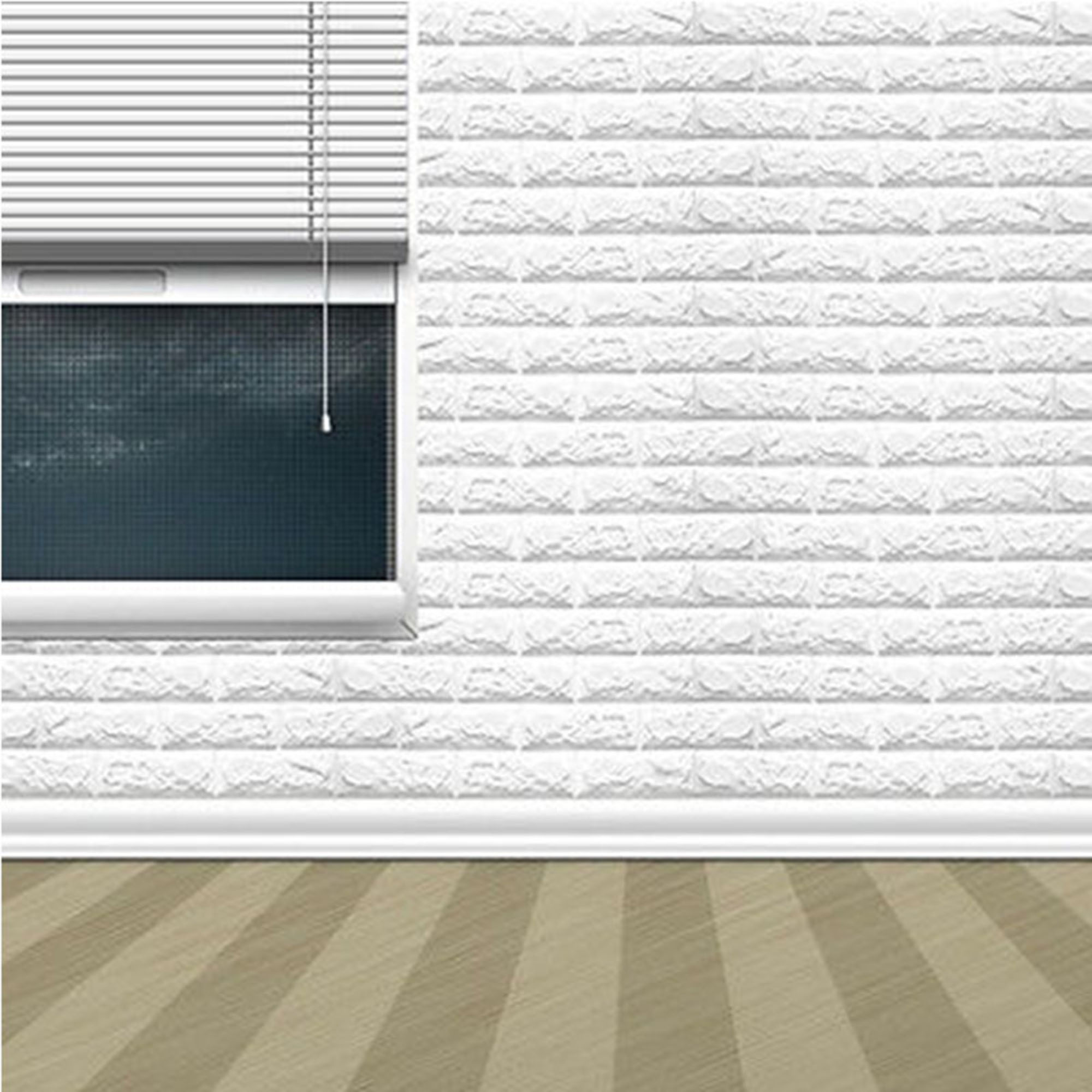3D Brick Wallpaper in White Faux Foam Brick Wall Panels Peel and Stick ...