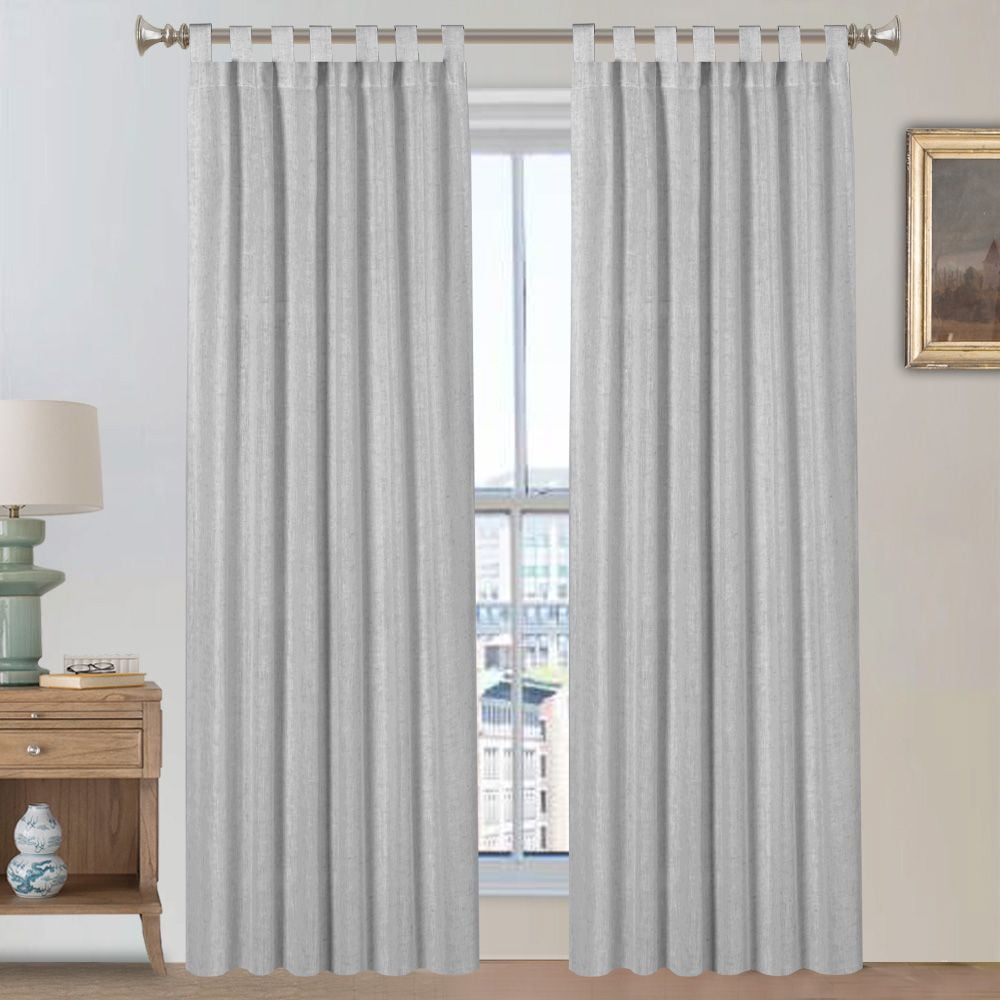 PrimeBeau Natural Linen Blended Tab Top Curtains Privacy Added Semi ...