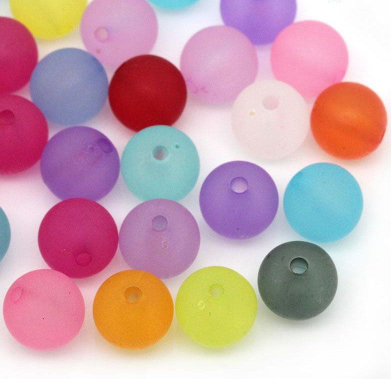 400 Round Frosted Pastel Acrylic Matte Beads 10mm with 1.6mm Hole ...