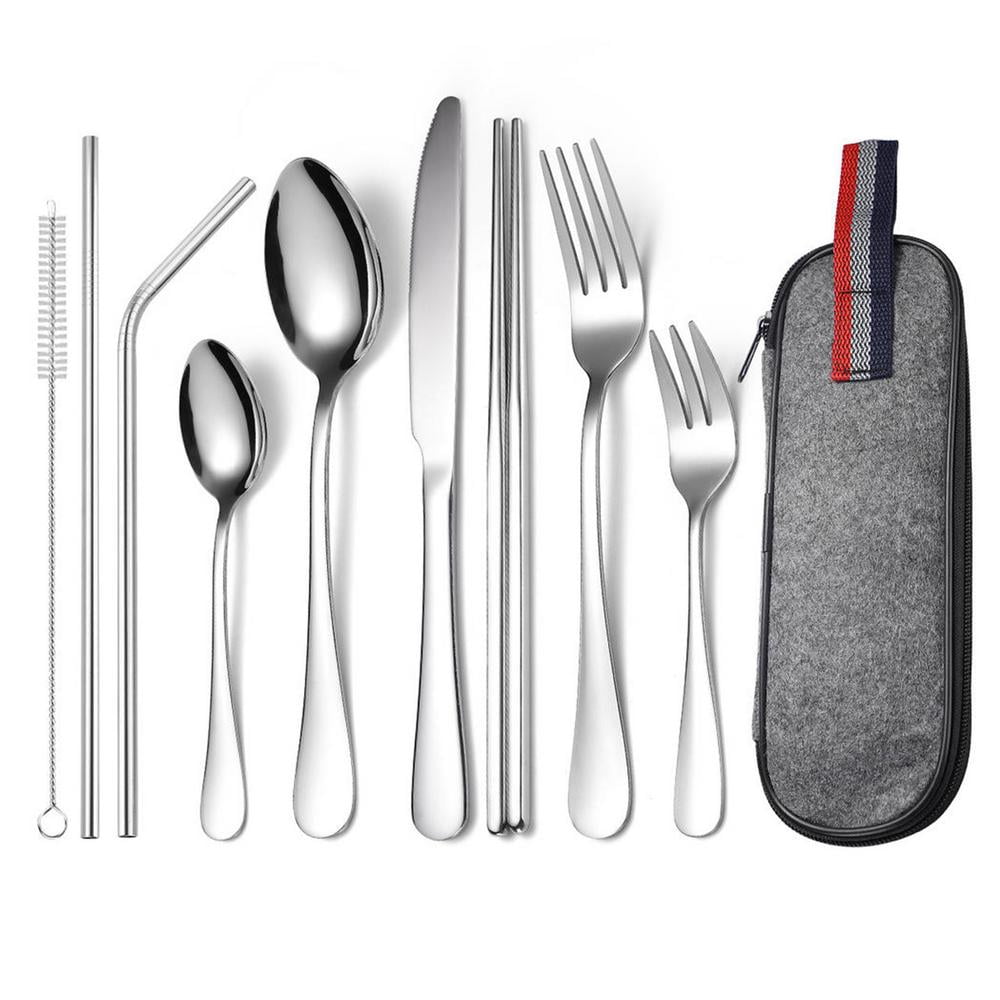 Tohuu 9 Pcs Utensils Set Stainless 9-Piece Travel Utensils Set Travel ...