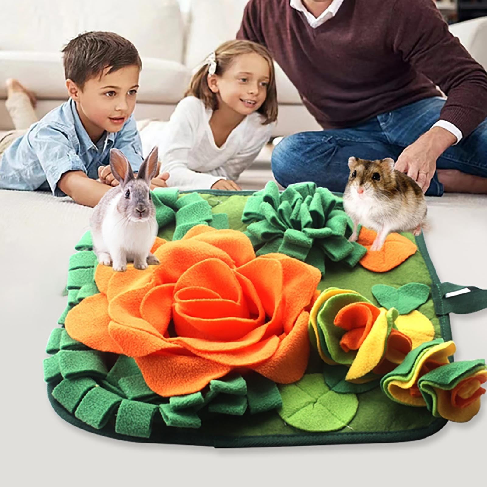 Wifklsiipg Pet Sniffing Mat For Small Animals: Rabbit & Pig Foraging Pad Stress & Enrichment Toy 45x45cm