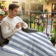 Blue Stripes Flannel Blanket for Bed, Travel and Camping, Modern ...