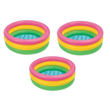 Intex Sunset Glow Inflatable Round Kids Swimming Pool, 3-Ring Air Blow ...