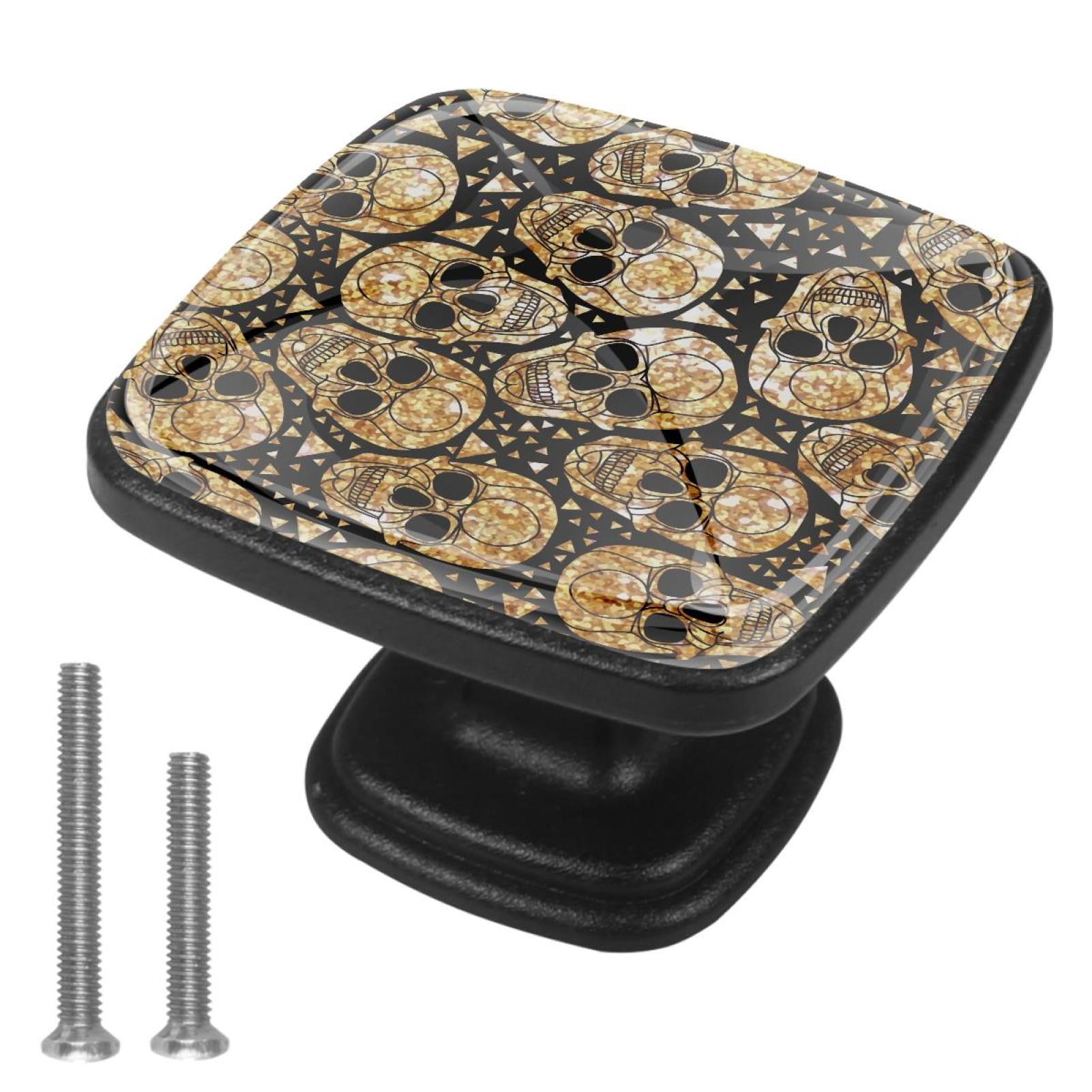 4 Pcs Cabinet Handle Drawer Pulls Skull Knobs with Screws Square ...
