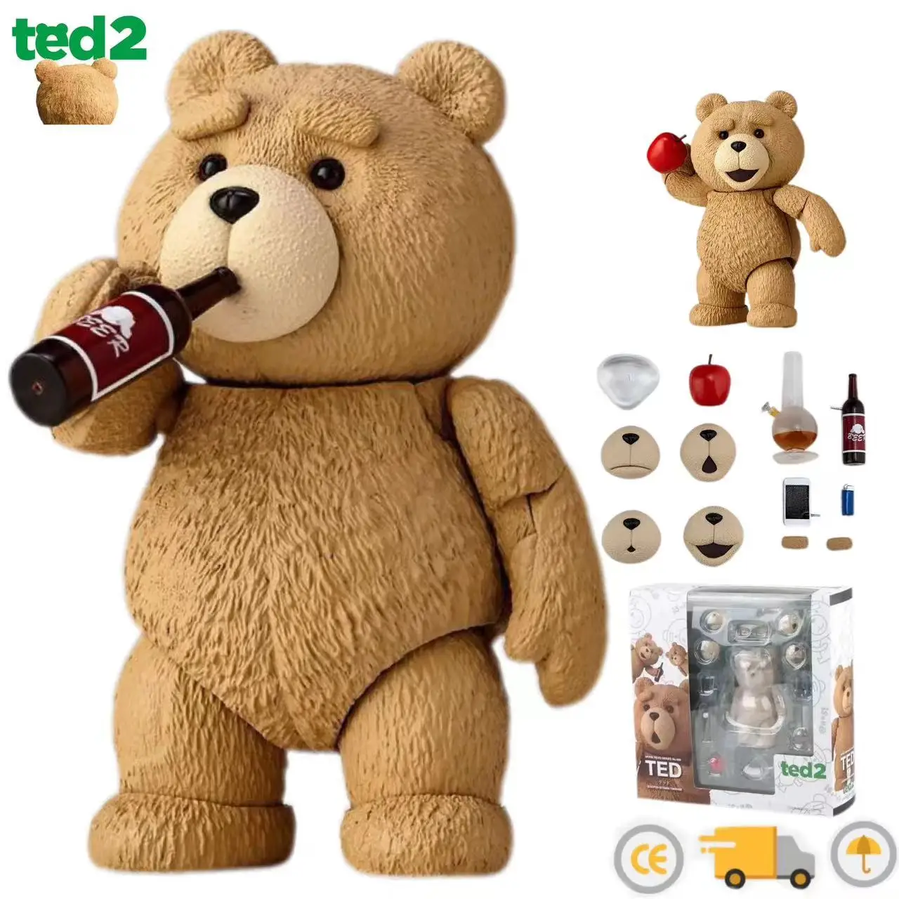 Ted 2 figura de acción de oso de peluche Bjd Ted, increíble Yamaguchi ...