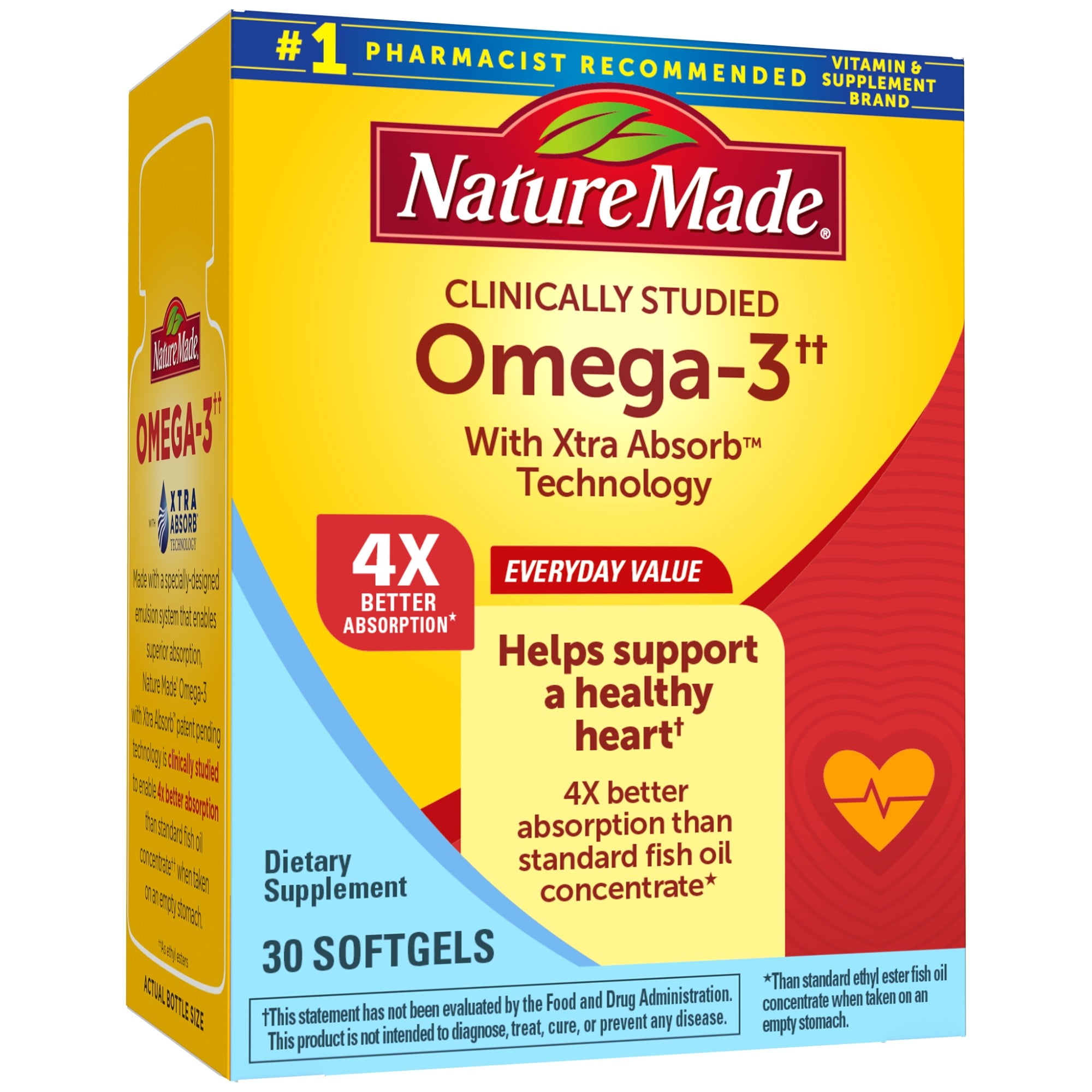 Nature Made Omega-3 with Xtra Absorb Technology Softgels, 30 Count for ...