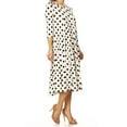 Womens Loose Fit Scoop Neck 3 4 Sleeve Polka Dot Patterned A Line Long