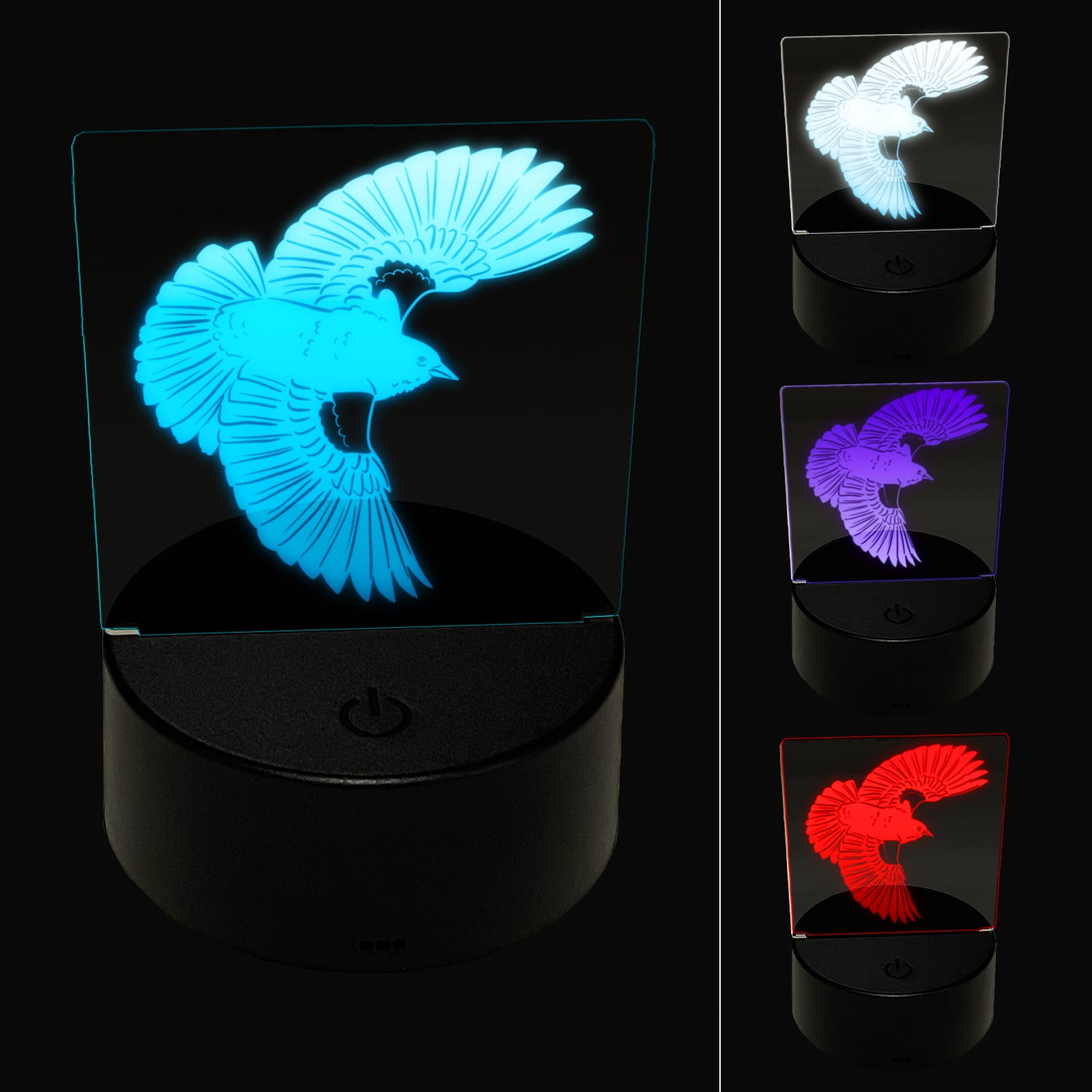 Red-Winged Blackbird Bird Flying LED Night Light Sign 3D Illusion Desk ...