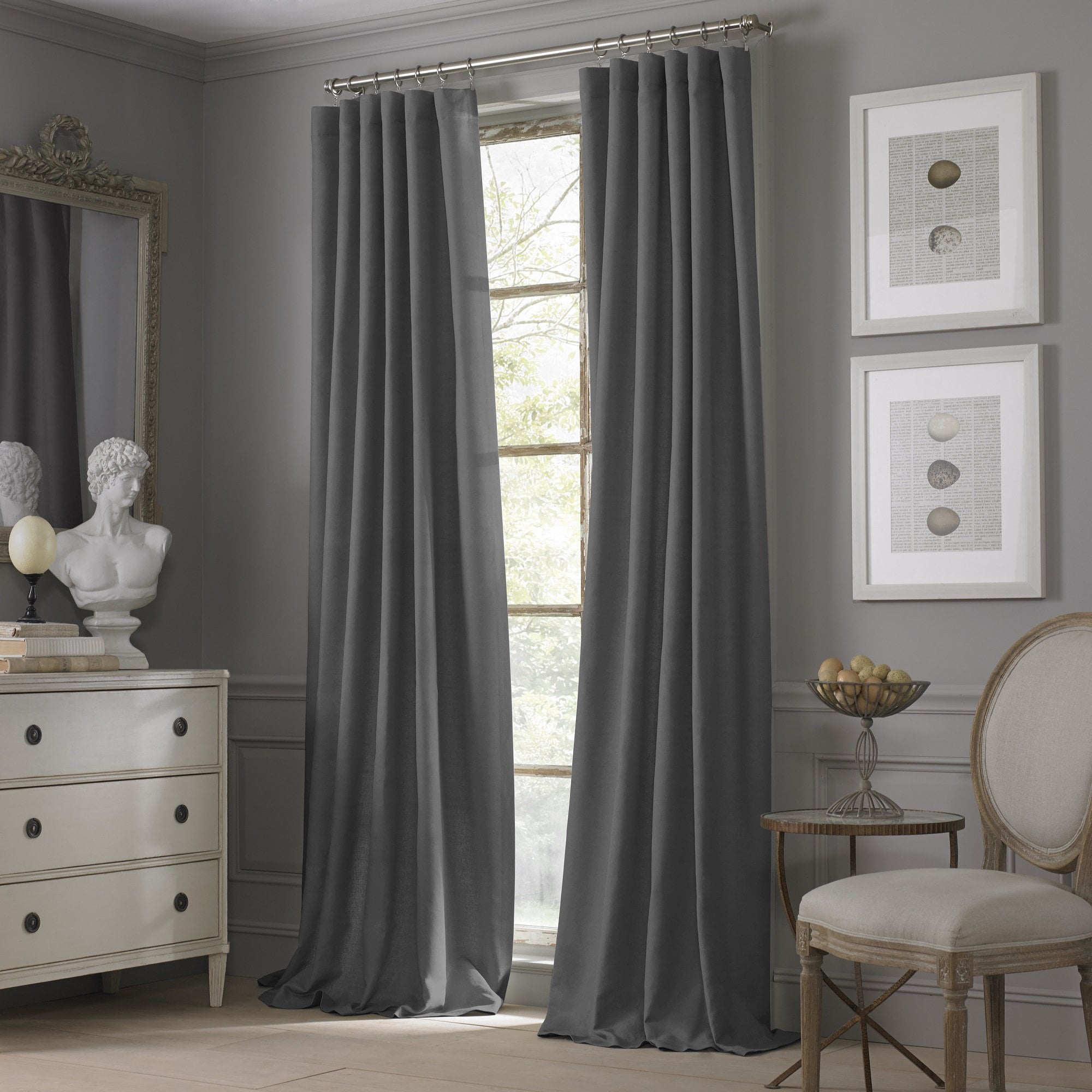 Valeron Estate Cotton Linen 84-Inch Rod Pocket Window Curtain Panel in ...