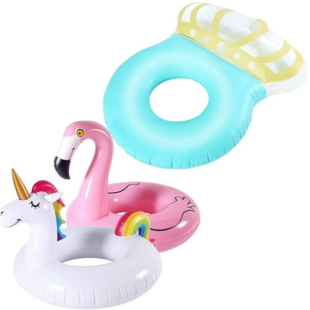 2 Pack 42'' Inflatable Pool Floats Flamingo Unicorn Swim Tube Rings and ...