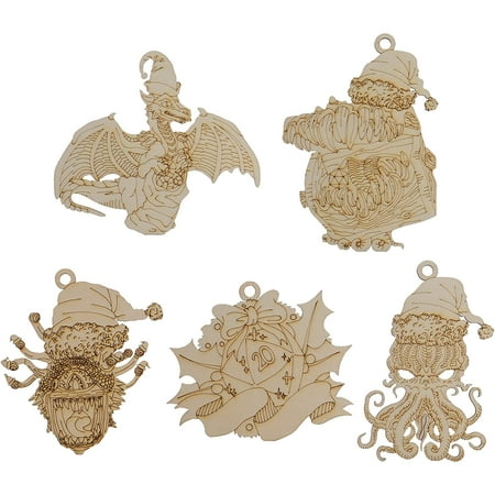 DND Christmas Ornaments Set of 5 Wood RPG Themed Baubles Tabletop ...