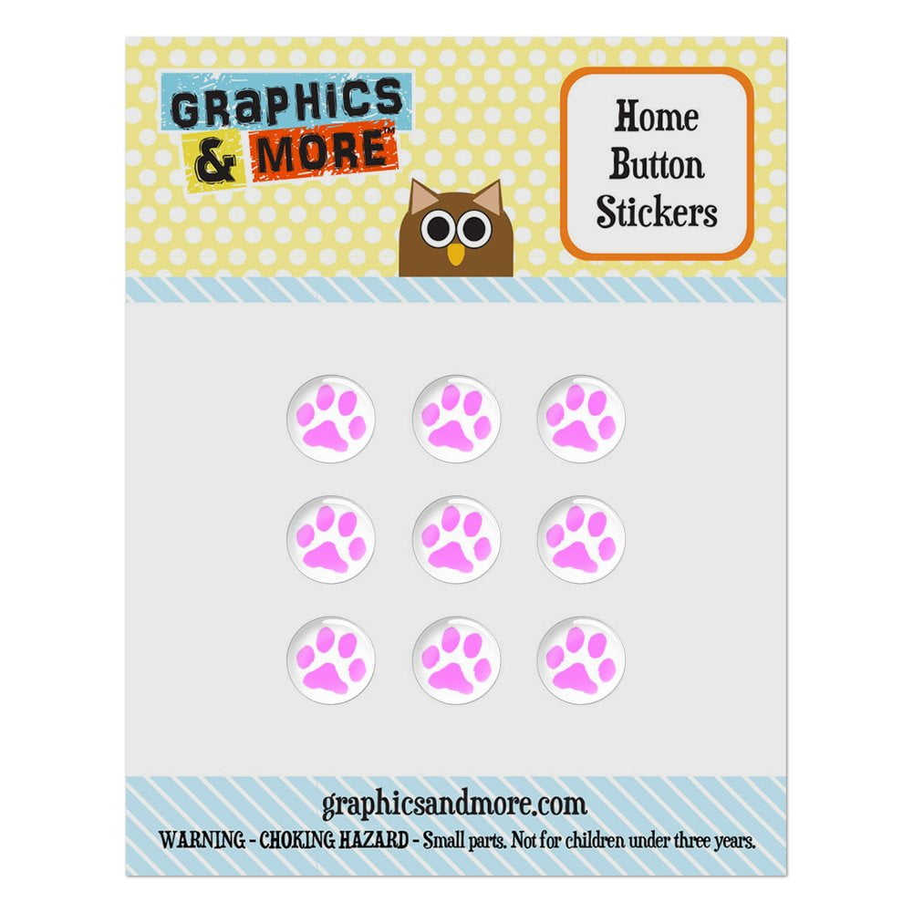 Paw Print Pink Home Button Stickers Set Fit Apple iPhone iPad iPod ...