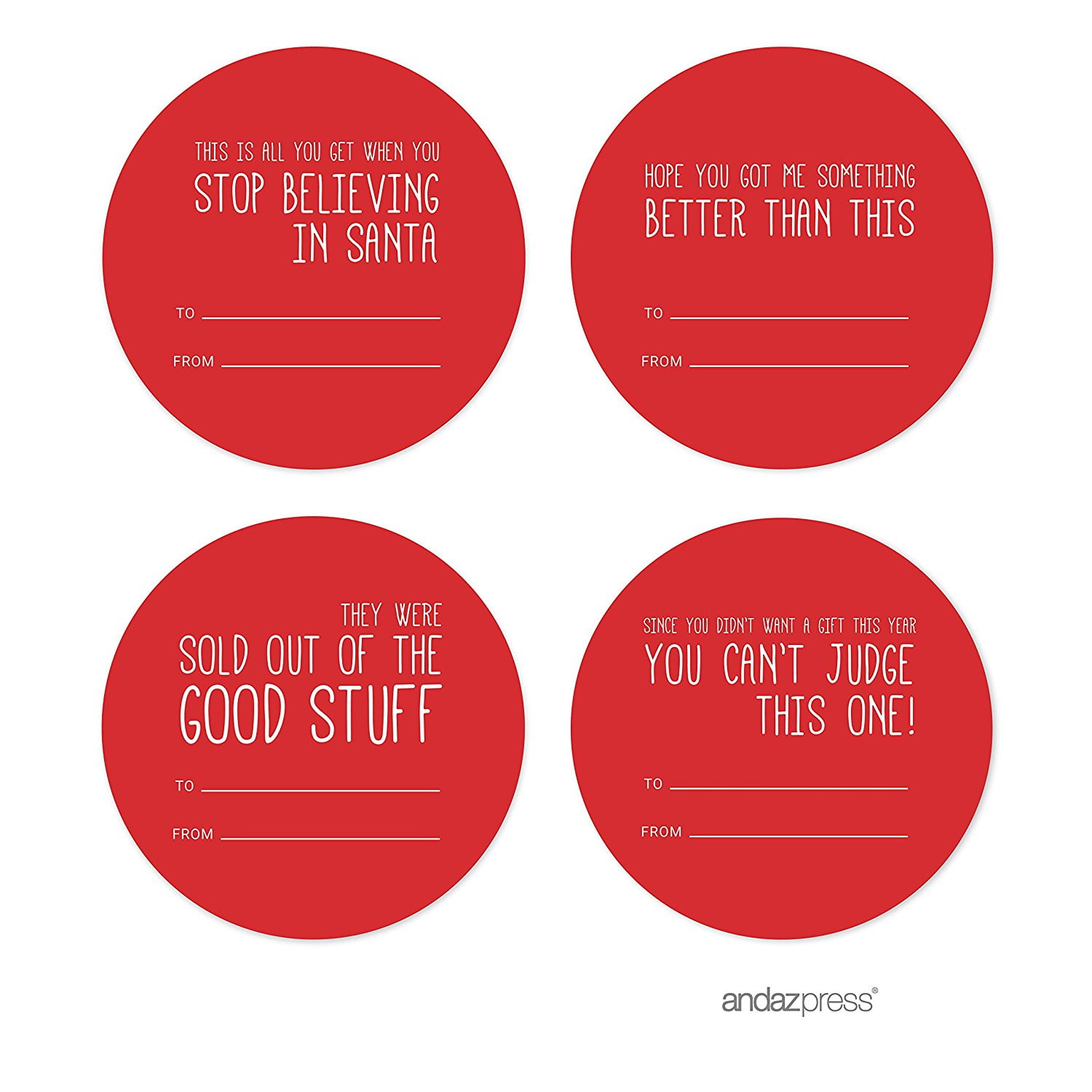 Happy Holidays Red Funny & Witty Christmas Round Gift Label Stickers ...