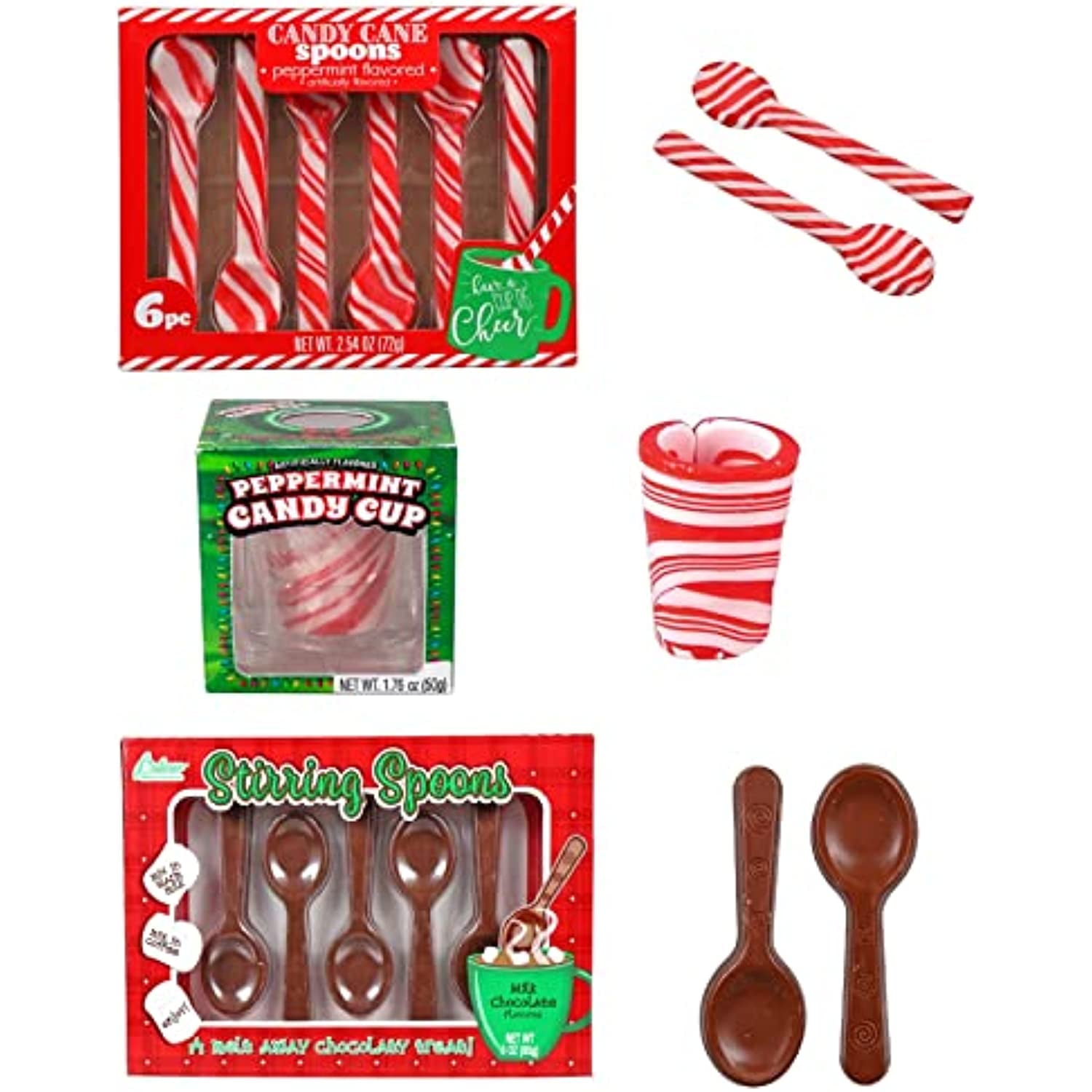 Candy Cane Spoon Bundle - 6 Peppermint Flavored Edible Peppermint ...