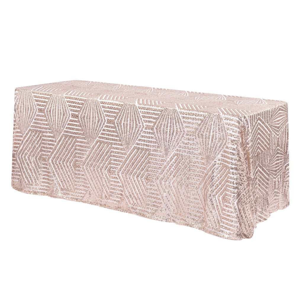 1 Pc, Geometric Glitz Art Deco Sequin Tablecloth 90"X132" Rectangular ...