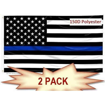G128 - 2 PACK Thin Blue Line Police Law Enforcement Support USA Flag 3 ...