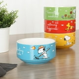"Peanuts Snoopy 4 Pack Stackable 5.5"" Stoneware Bowl Set for Kids ...