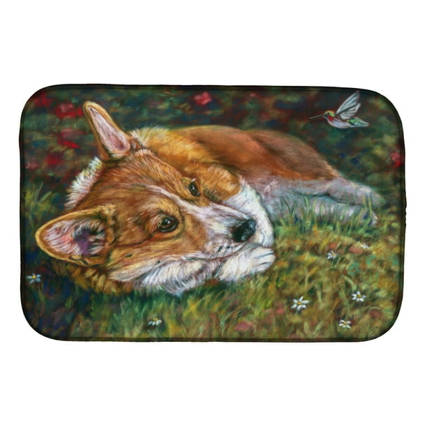 Caroline's Treasures Corgi Pastel Hummingbird Dish Drying Mat - Walmart.com