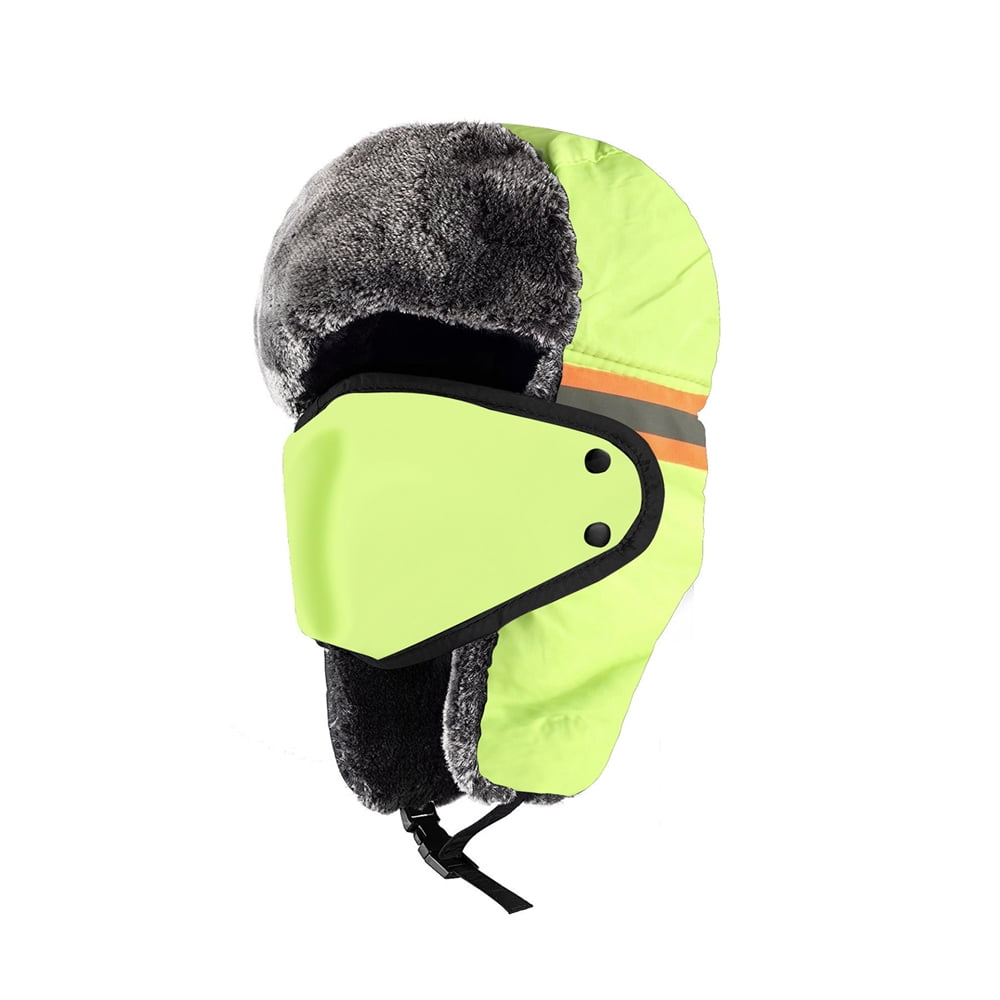 Work Safety High Visibility Hi Vis Green Russian Hat Waterproof Winter ...