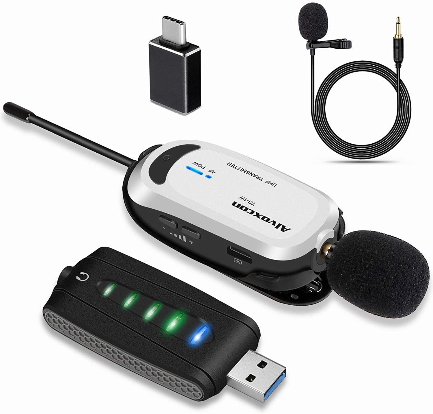 Alvoxcon Wireless Lapel Microphone for PC, Computer Android Smartphone ...