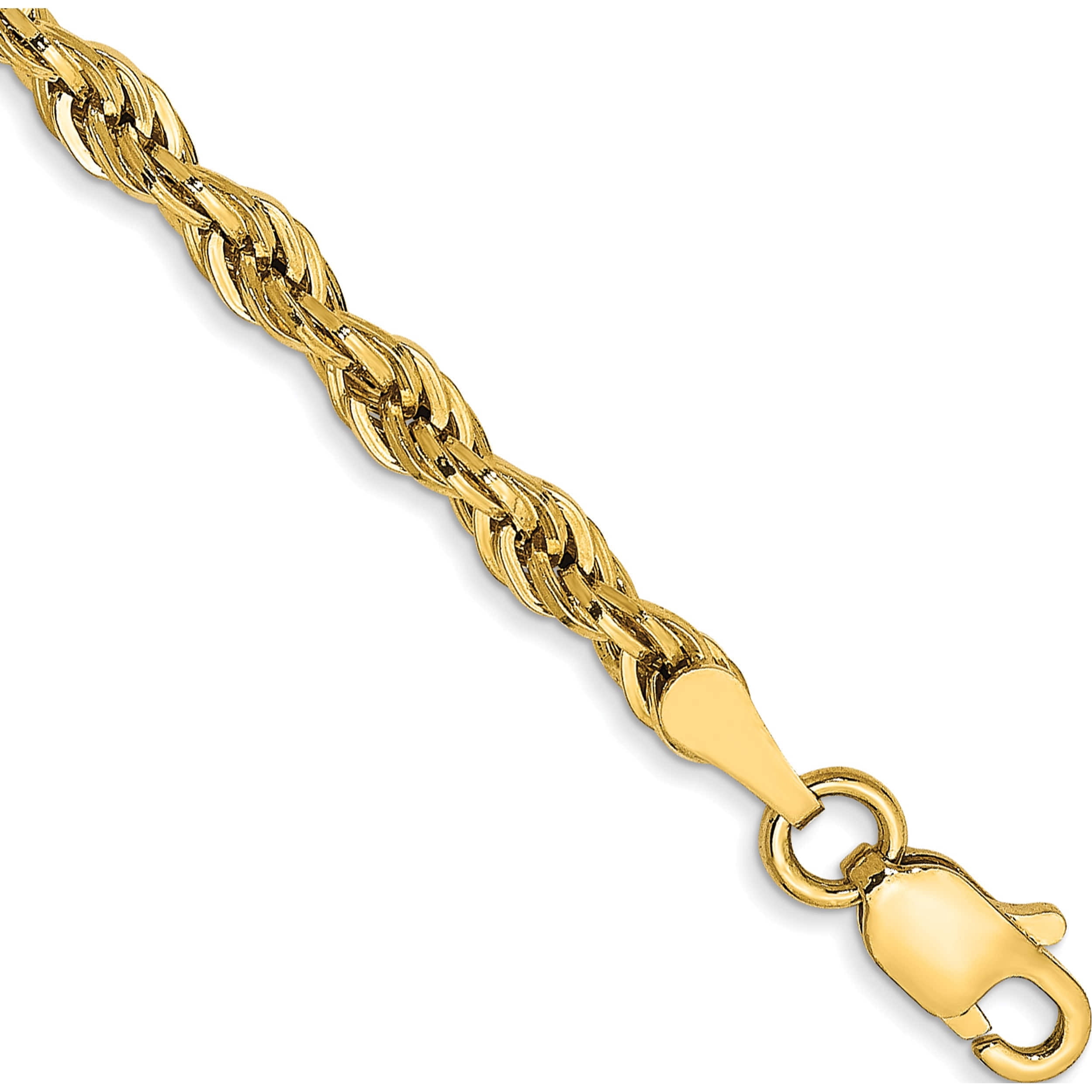 14K Yellow Gold 14Ky 3.0mm Semi-Solid Rope Chain (7 X 3) Made In Peru ...