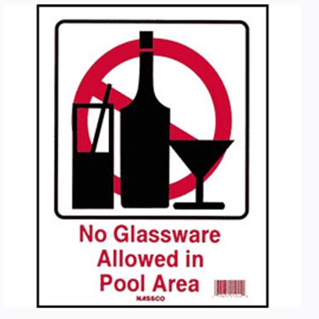 UPC 033631012449 - No Glassware In Swimming Pool Area Sign Made of ...