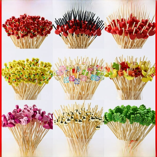 Palitos de fruta desechables, palitos de bambú, palitos de flores ...