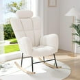 PAPROOS Indoor Teddy Fabric Rocking Chair, High Backrest Glider Rocker ...