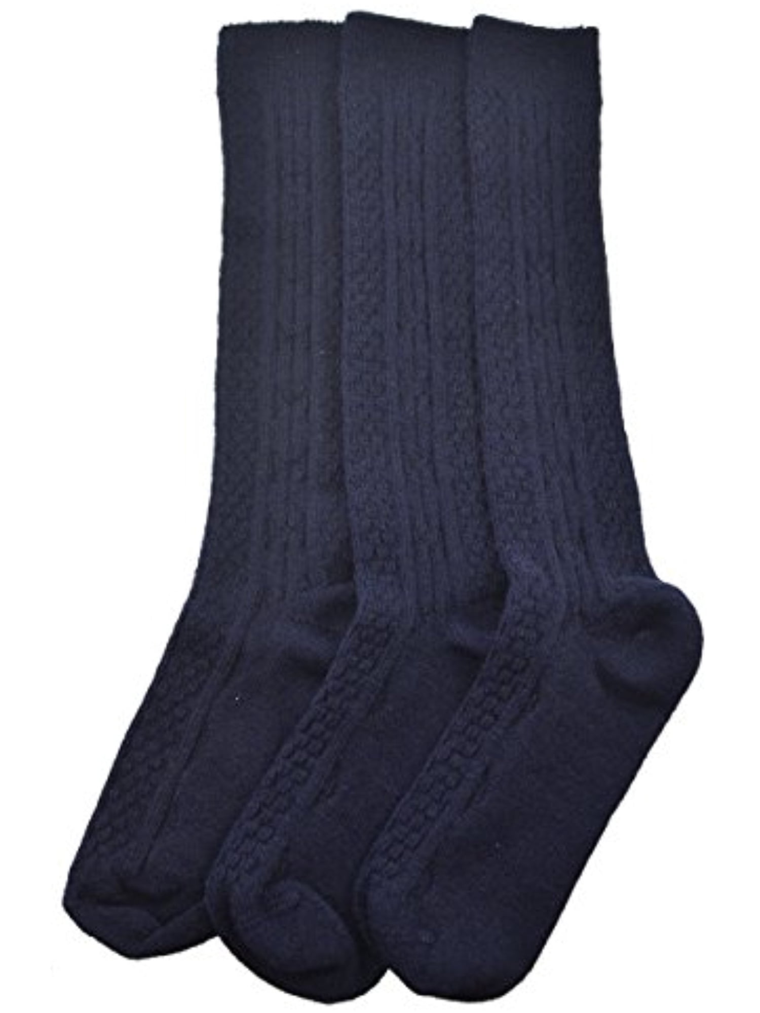 Girls Classic Cable Knit Acrylic Knee High Socks, 3 Pack (Little Girls ...