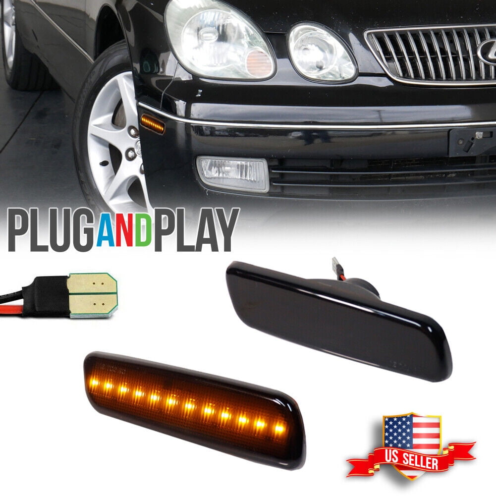 GTINTHEBOX 2x Smoked Lens Amber LED Side Marker Parking Lights Lamps ...