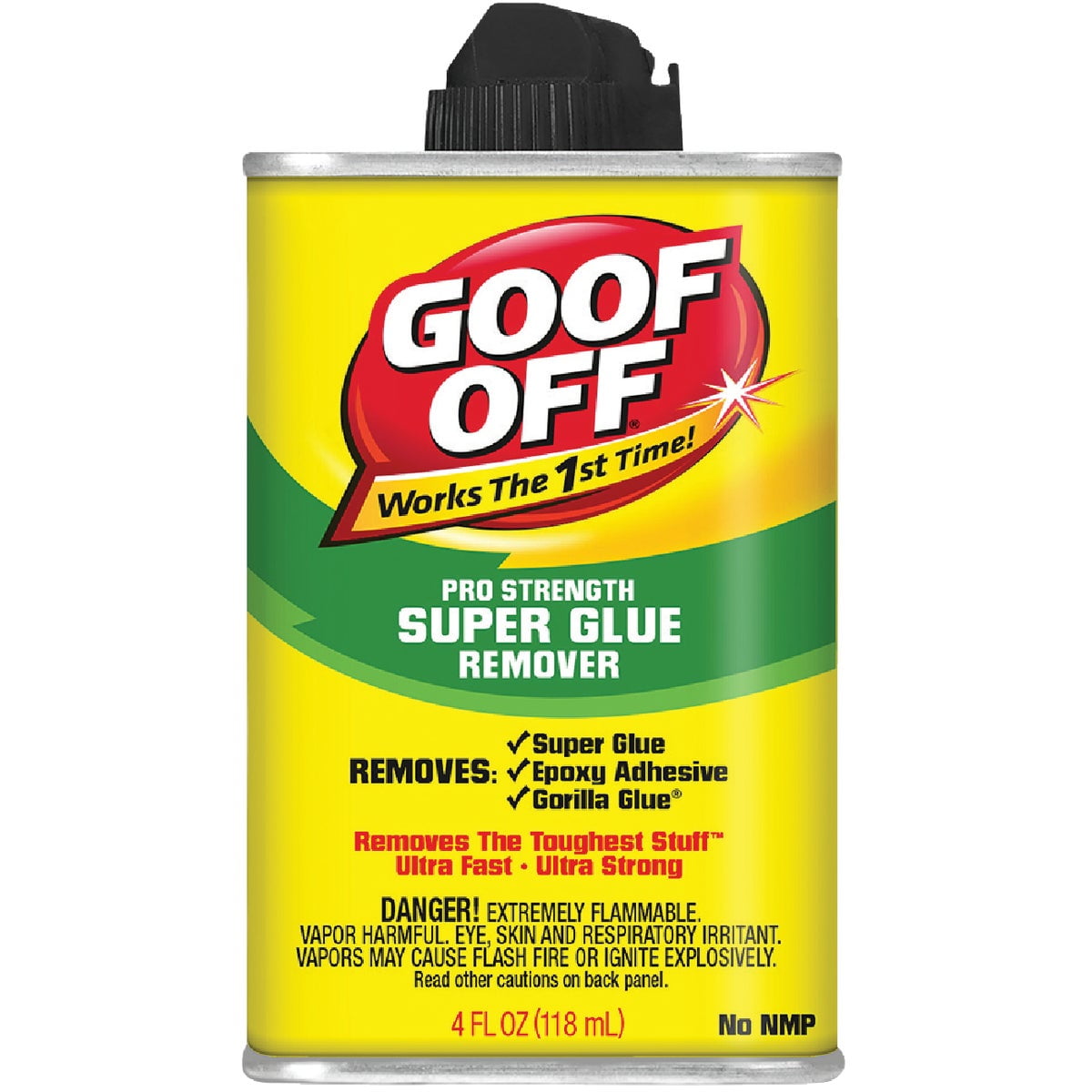 Goof Off FG678, Pro Strength Can, 4oz Super Glue Remover, Yellow ...