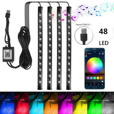 4PCS 9 LED Car Interior Atmosphere Neon Lights Strip Wireless IR Remote ...