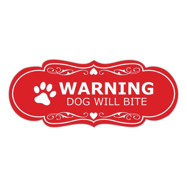 Signs ByLITA Designer Warning Dog Will Bite Sign (Red) - Large ...