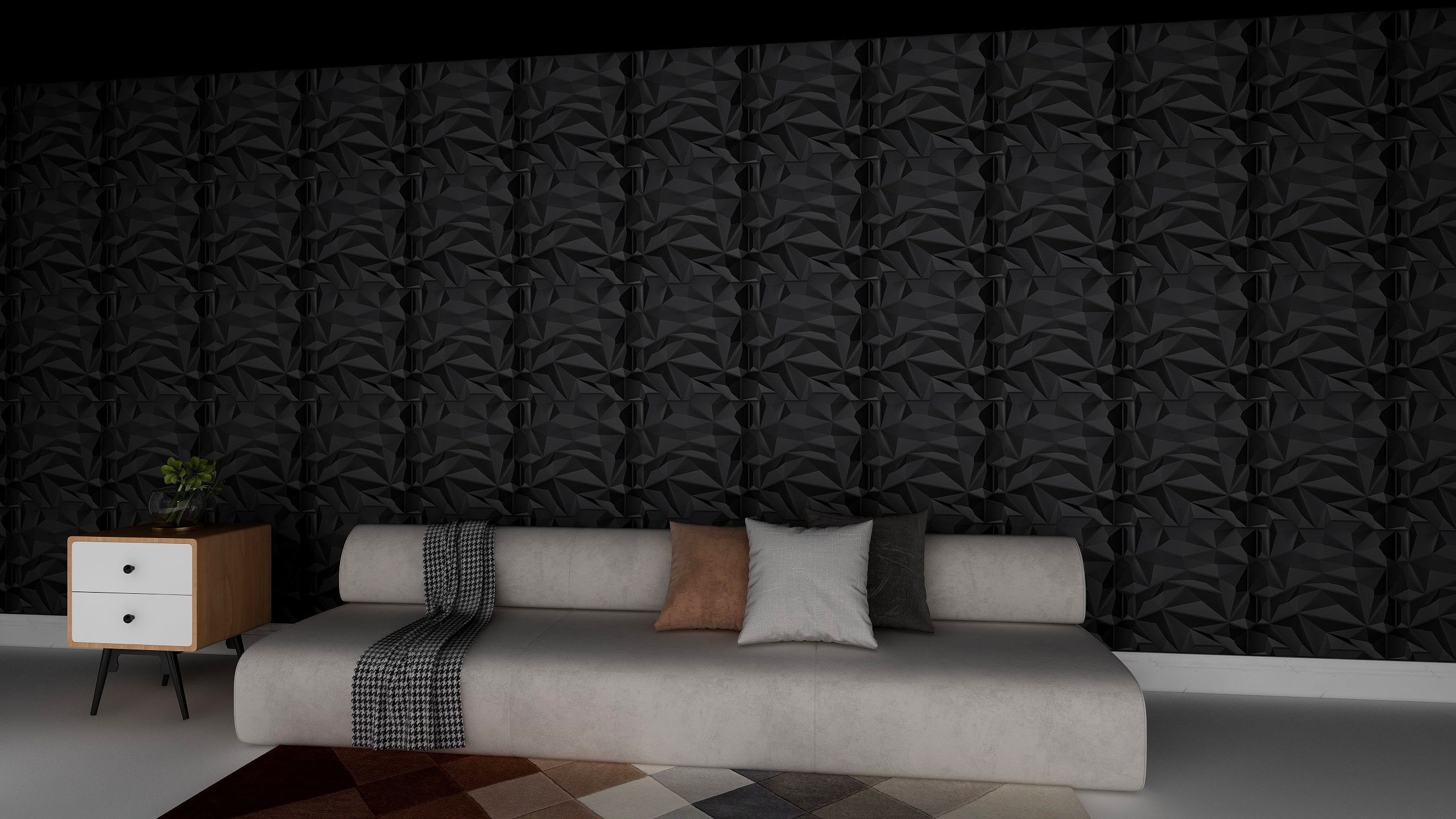 Buy Art3d Black PVC 3D Wall Panel Diamond Wall Panel Jagged Matching 19 ...