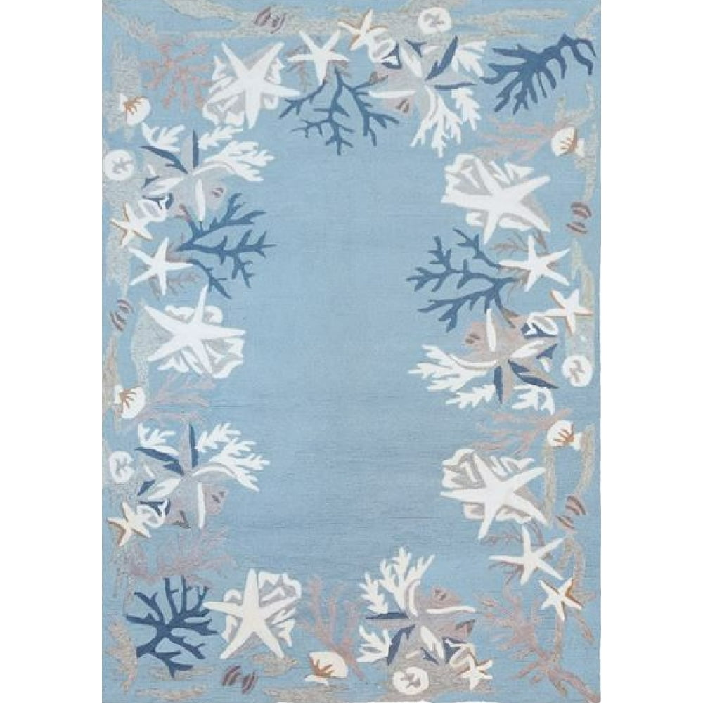 3' x 5' Blue and White Coral Reef Indoor/Outdoor Accent Rug - Walmart ...