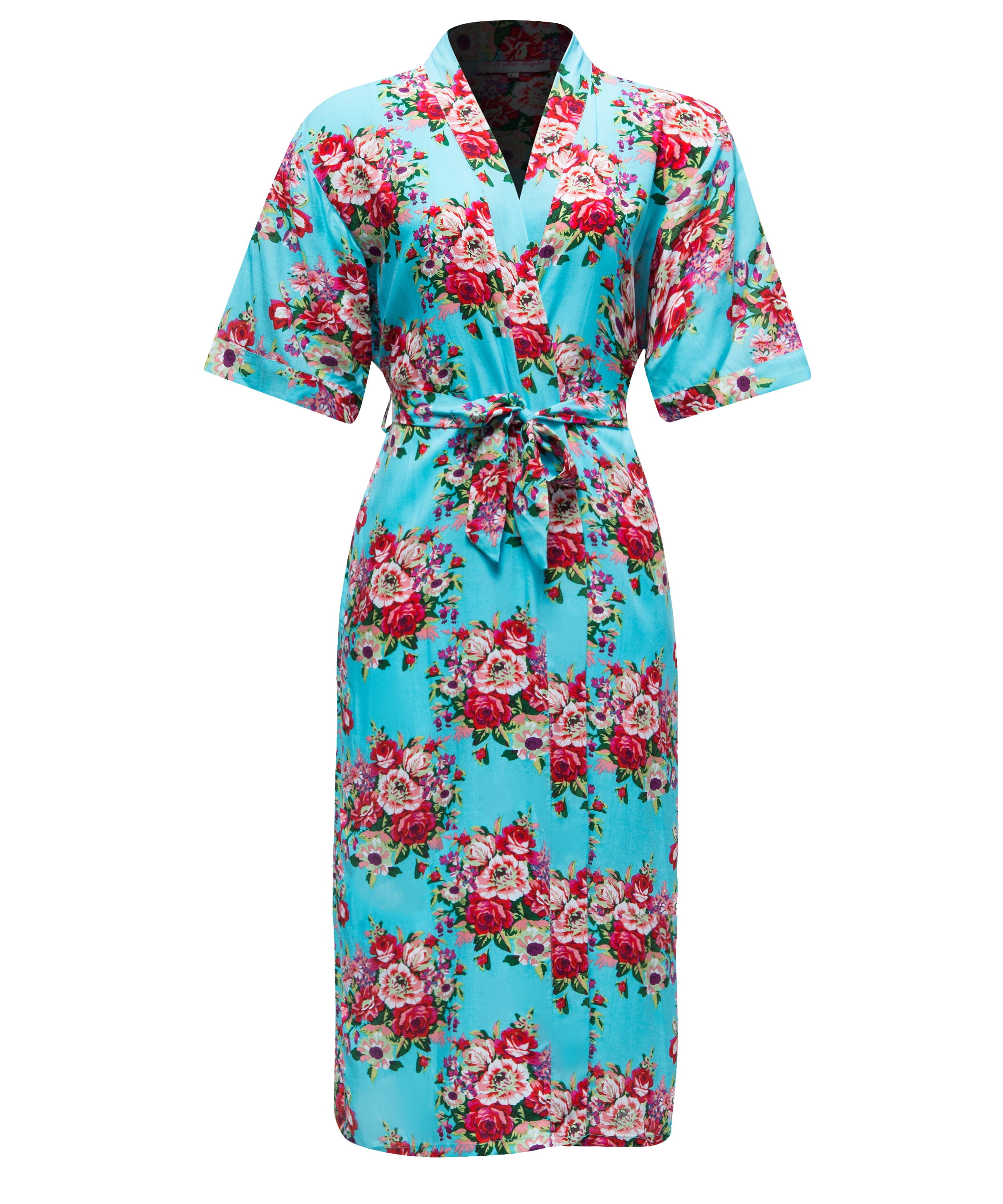 Mr & Mrs Right Plus Size Floral Cotton Bathrobe Women Long Bridesmaid ...