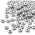 100pcs Flat Disc Spacer Beads Stainless Steel Round Rondelle Loose Bead ...