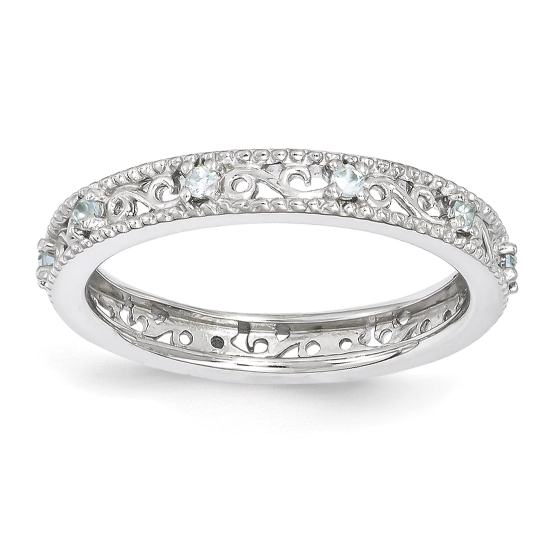 Aquamarine Sterling Silver Ring - Walmart.com