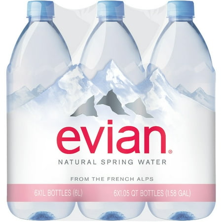 evian Natural Spring Water, 1 L bottles, 6 pack - Walmart.com