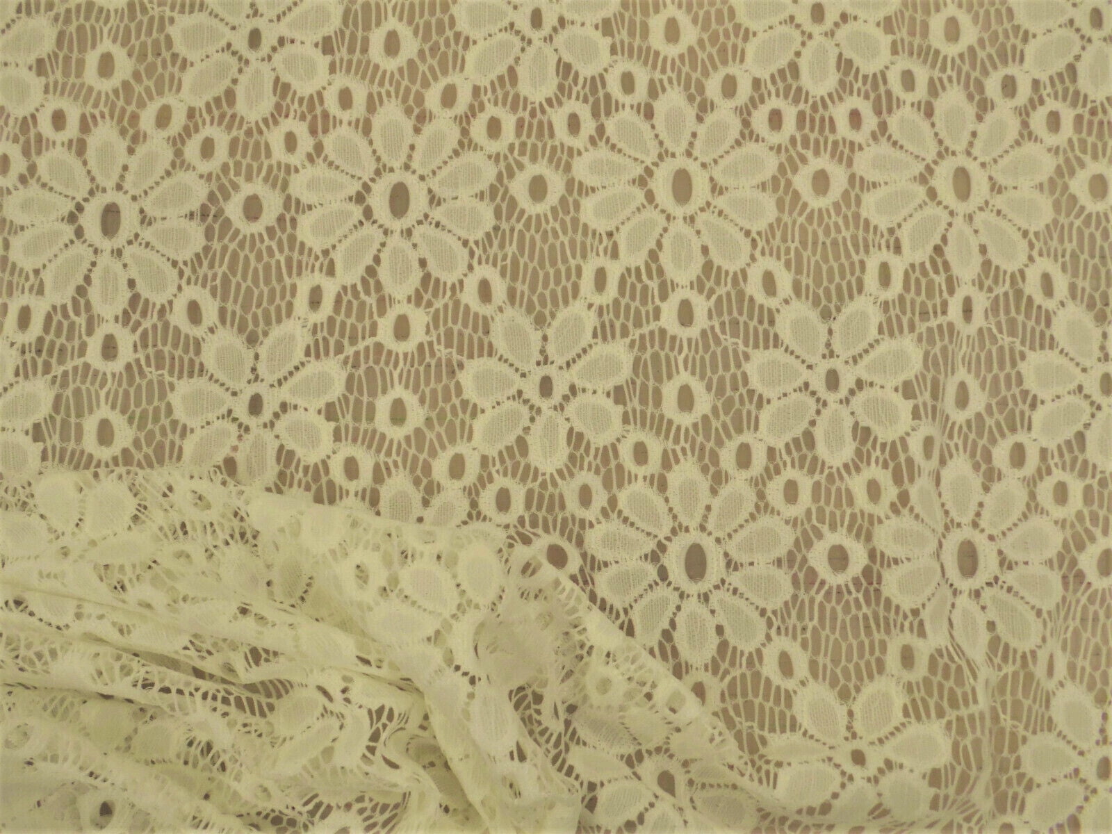Embroidered Stretch Lace Apparel Fabric Sheer Floral Ivory TT402 ...