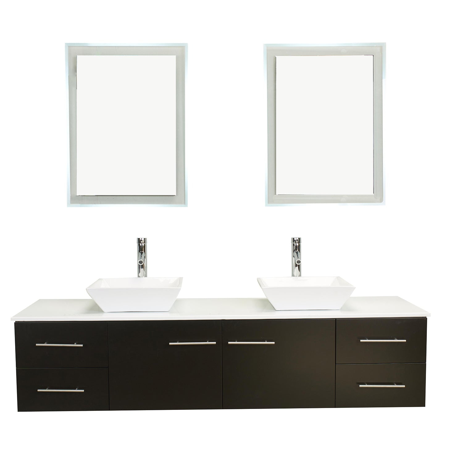 Totti Wave 72" Espresso Modern Double Sink Bathroom Vanity w/ Super ...