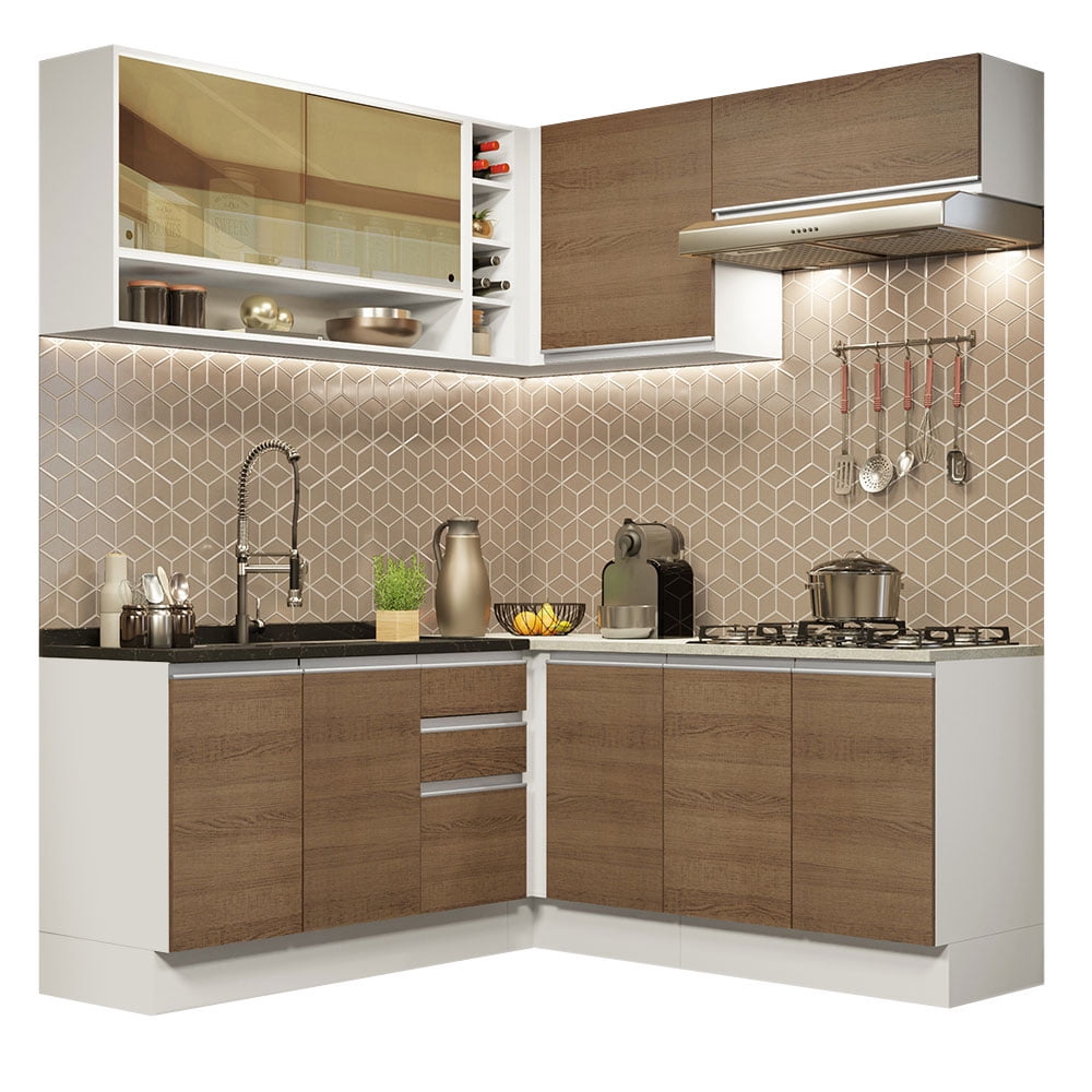Cocina Integral Esquinera Madesa Glamy Con Tarja Marron | Bodega ...